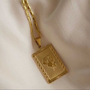 Jewelry | Rose Engraved Gold Necklace | Poshmark